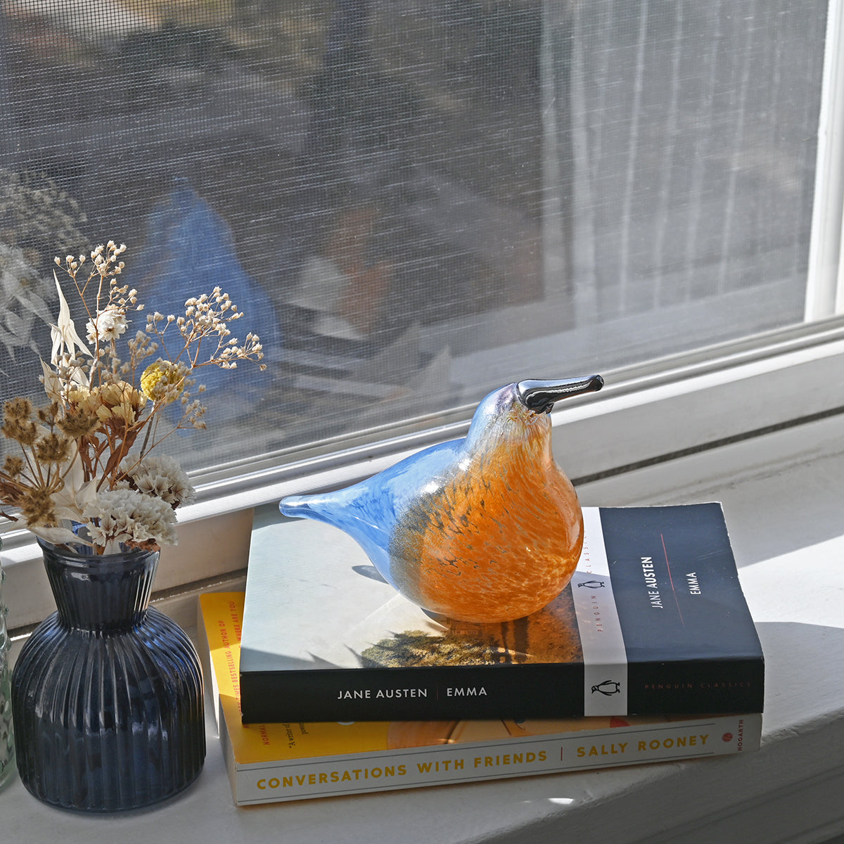 Bianco Blu Kingfisher Glass Bird – GlassBirds.com